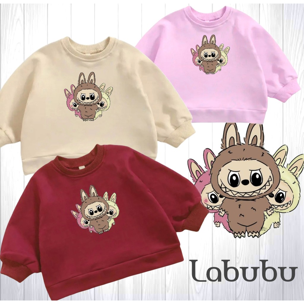 Jual Sweater Anak Unisex Labubu Usia 1-8 Tahun Bahan Fleece 240s Tebal ...