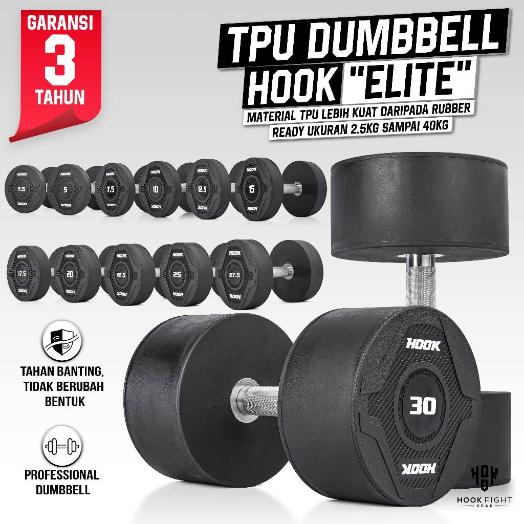 Jual Dumbbell TPU 2.5-40 kg Hook Alat Fitnes Home Gym Dumble Barble ...
