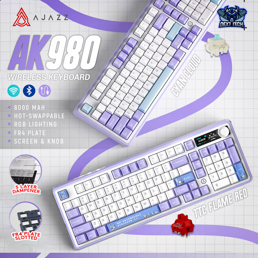 Jual Ajazz AK980 / AK-980 98% Wirelsss Mechanical Keyboard Three Mode ...