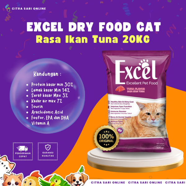 Jual Citra Sari Online | Excel Dry Food Cat Rasa Ikan Tuna - Ikan 20kg ...