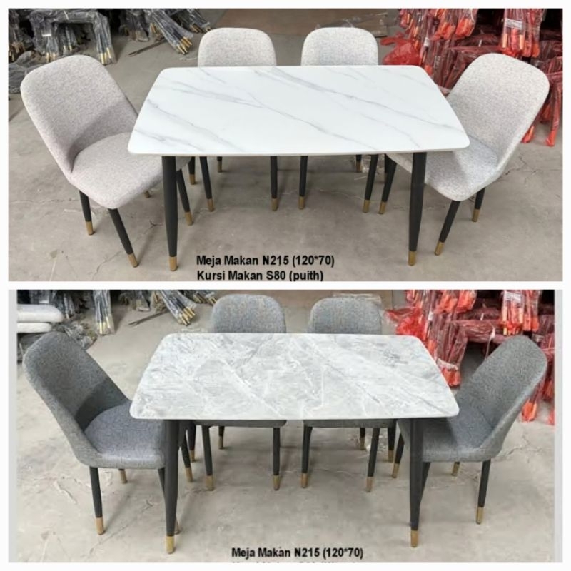 Jual Meja Makan Minimalis Marmer Neolith Dining Table Set 4 Kursi | Shopee Indonesia