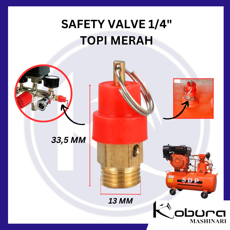 Jual Safety Valve 1/4" Inch Topi Merah Kran Pengaman Tekanan Kompresor ...