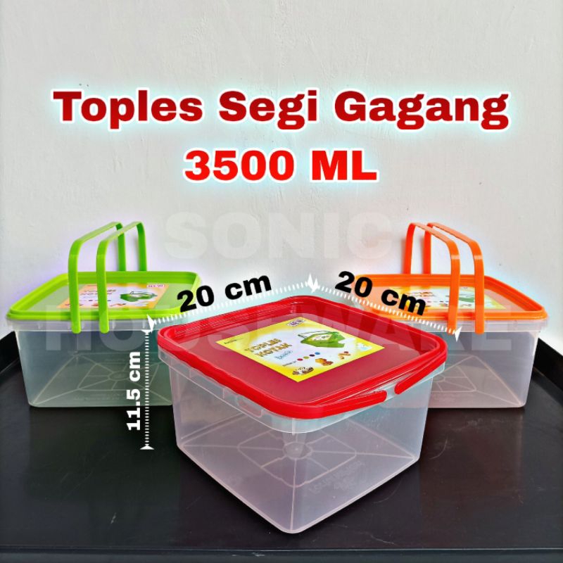 Jual Toples Segi Sealware Kotak Gagang Handle 3500 ML Tempat Wadah Penyimpanan Tenteng Kue ...