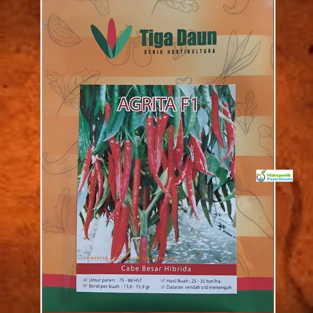 Jual Benih Cabe Cabai Besar Hibrida AGRITA F1 10 gram Cap Tiga Daun ...