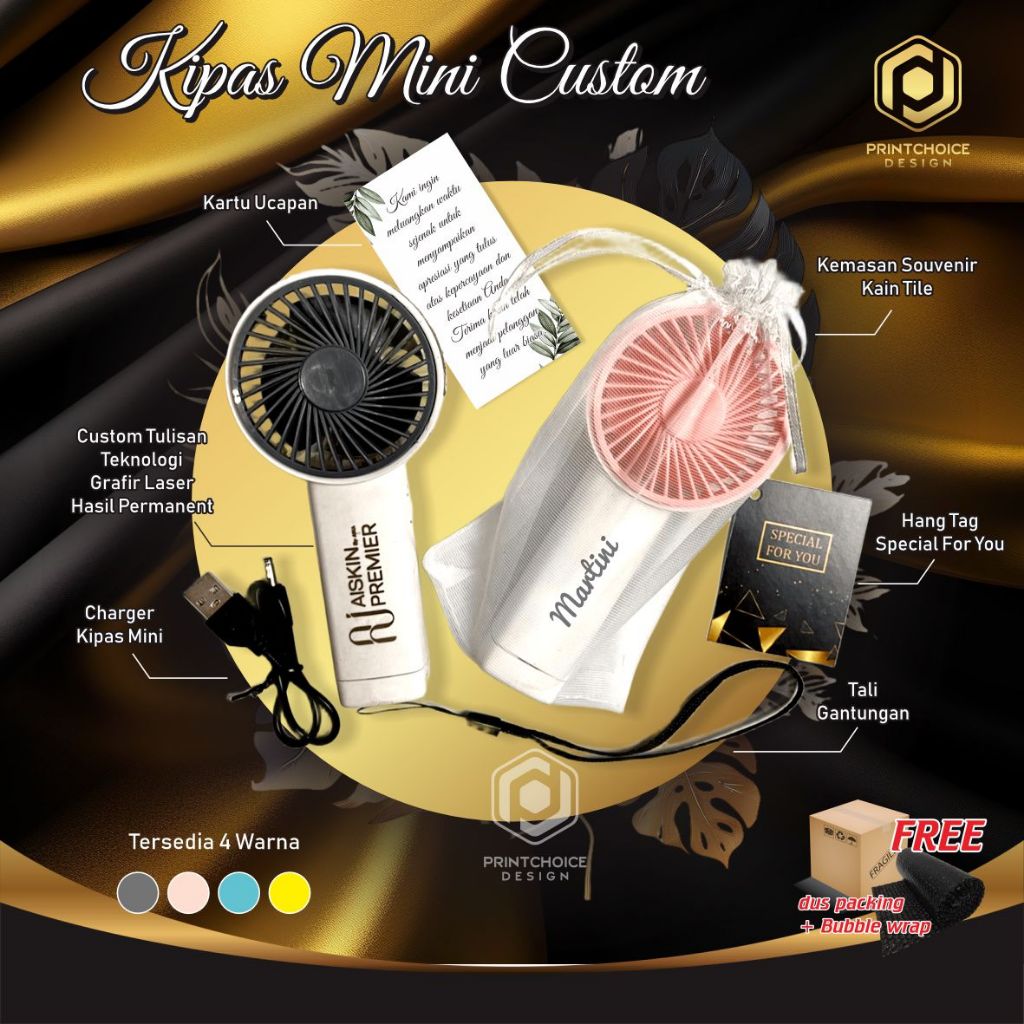 Jual Kipas Angin Mini Custom Grafir Nama Logo Perusahaan Kipas Lipat ...