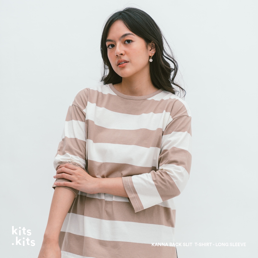 Jual KANNA Back Slit T-Shirt - Long Sleeve | Kaos Lengan Panjang Garis ...