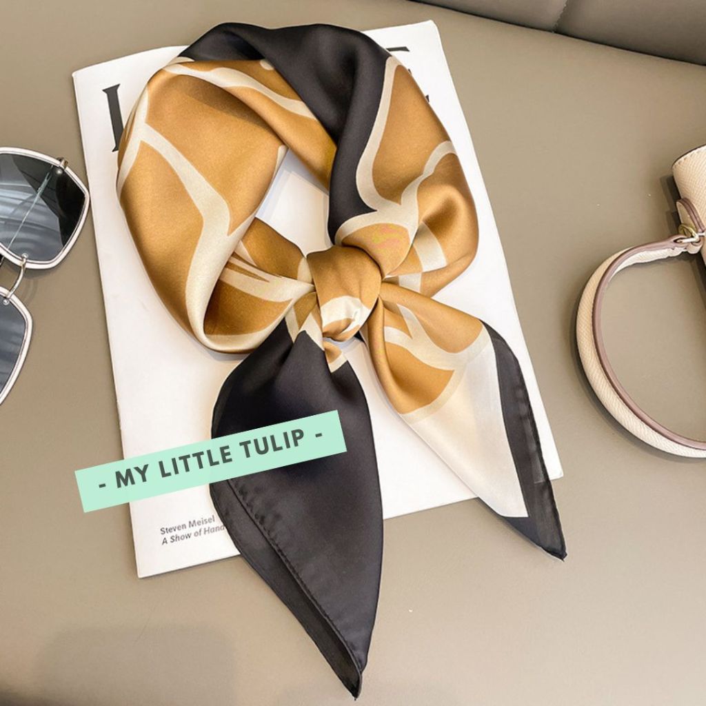 Jual Syal Kecil Leher Motif Bunga Syal Sutra Imitasi 70x70 Scarf Korea ...