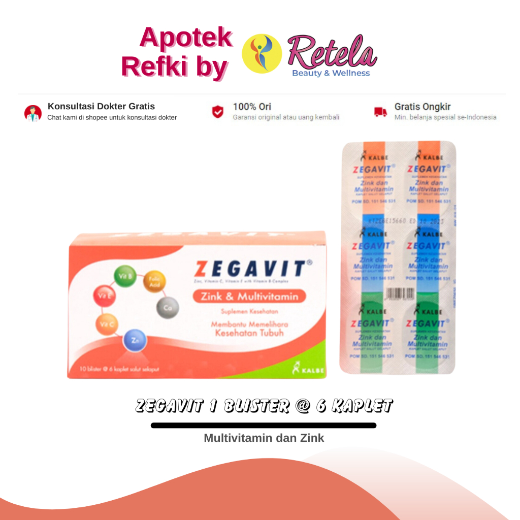 Jual Zegavit 1 Blister @ 6 Kaplet / Multivitamin dan Zink | Shopee ...