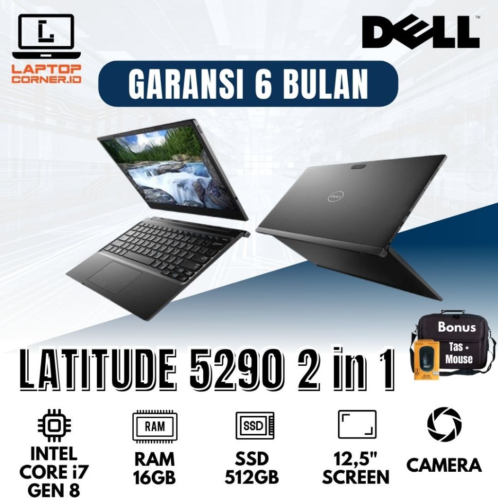 Jual Laptop Dell Latitude 5290 2 in 1 Core i5 Gen 8 RAM 16GB SSD 512GB ...