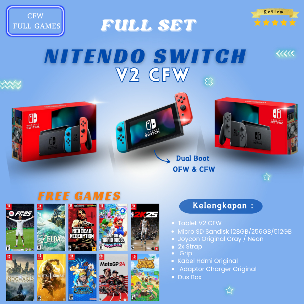 Jual Nintendo Switch V2 CFW Fullset Full Games | Shopee Indonesia
