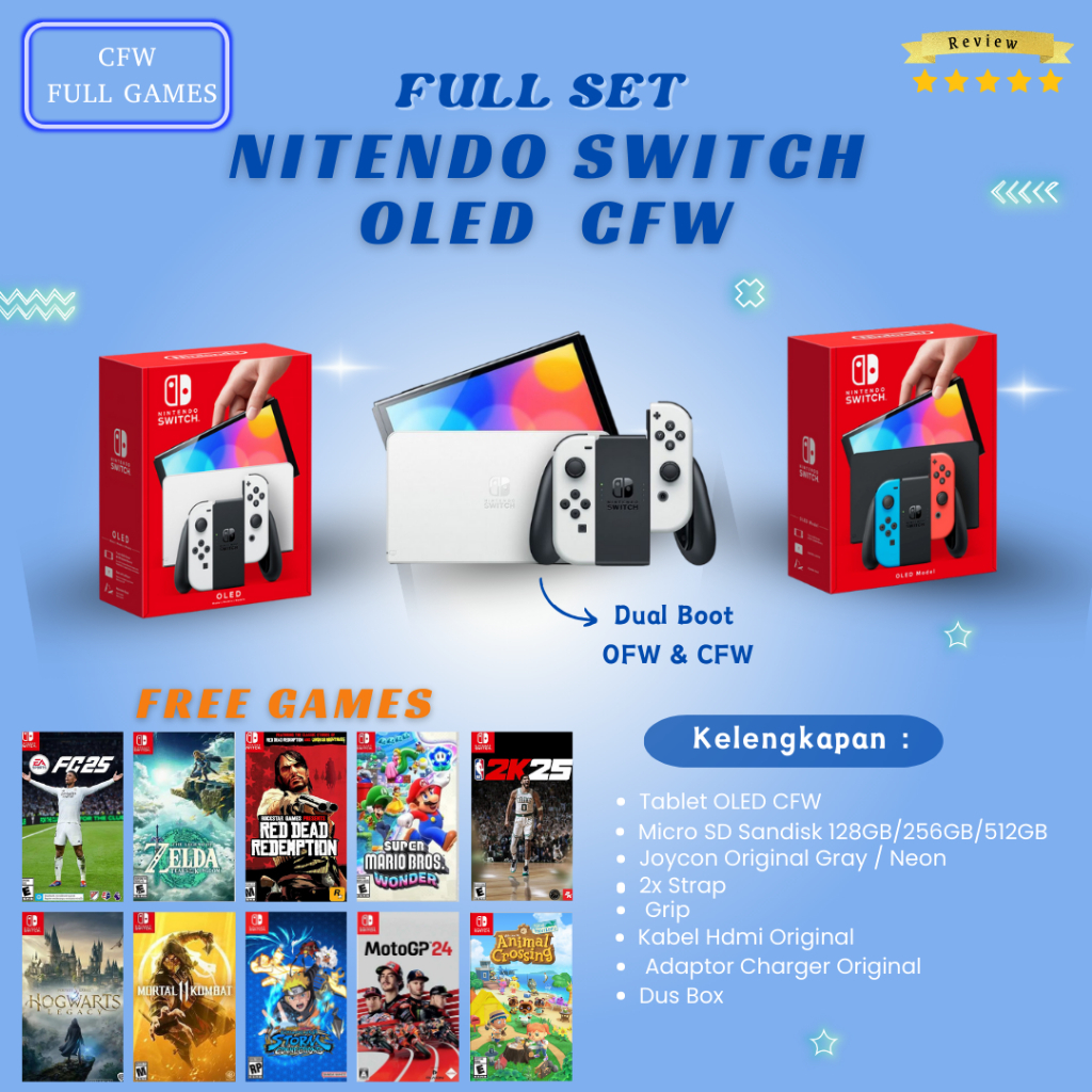 Jual Nintendo Switch Oled CFW Fullset Bebas Request Full Games | Shopee Indonesia