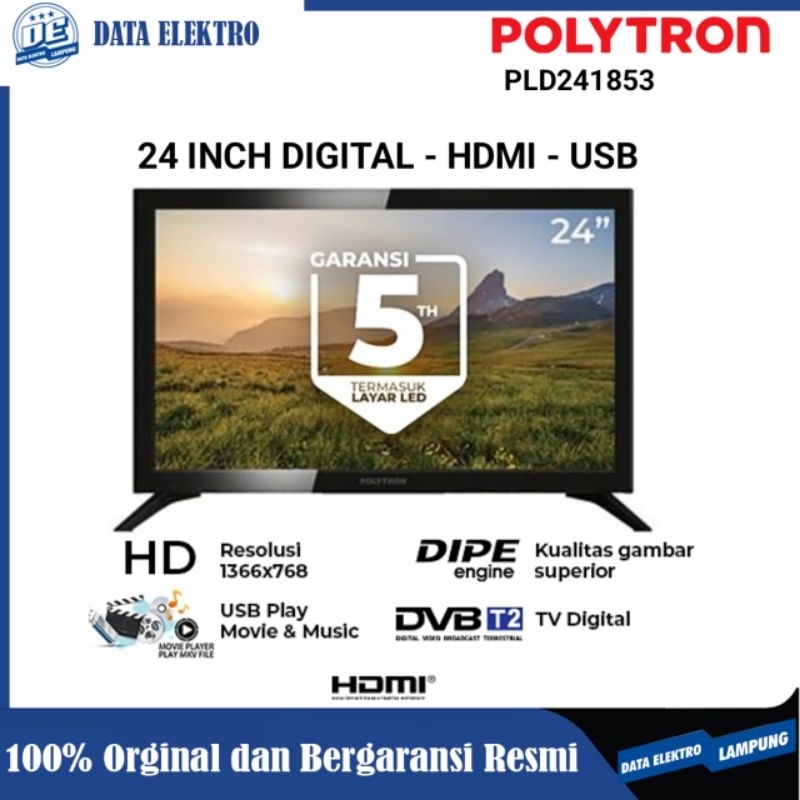 Jual TV Polytron 24 Inch PLD24V1853 Digital TV - HDMI - USB - Garansi ...