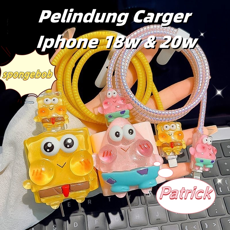 Jual Pelindung Kabel Carger Iphone 18W & 20W Patrick Bintang and spongebob imut-imut kartun yang ...