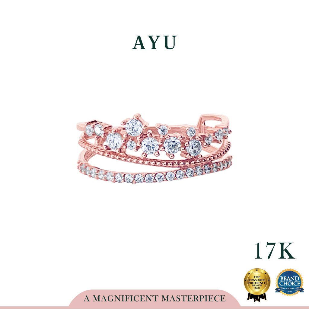 Jual AYU Cincin Emas - Milky Way Triple Stack Ring 17k Rose Gold | Shopee Indonesia