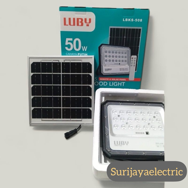 Jual Lampu Solar Flood Light Sorot Luby LBKS - 508 50Watt 50w dan 100 wat 100w Putih | Shopee ...