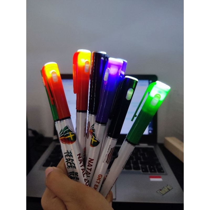 Jual Pulpen Senter Custom / Pen Custom Bolpoin Souvenir / Pena Lampu ...