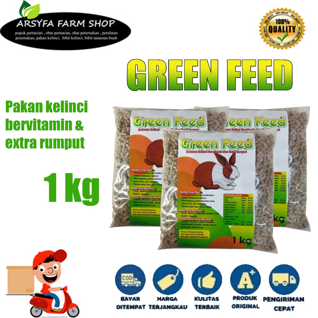 Jual Pakan Kelinci Green Feed Bervitamin Dan Extra Rumput 1 kg | Shopee Indonesia