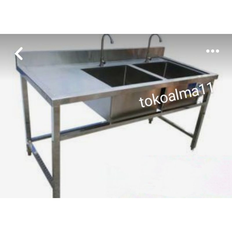 Jual MEJA + DOUBLE SINK SUS 304 HL | Shopee Indonesia