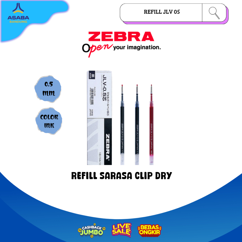 Jual Asaba Bandung - Zebra Refill JLV 05 (Refill Sarasa Dry) | Shopee ...