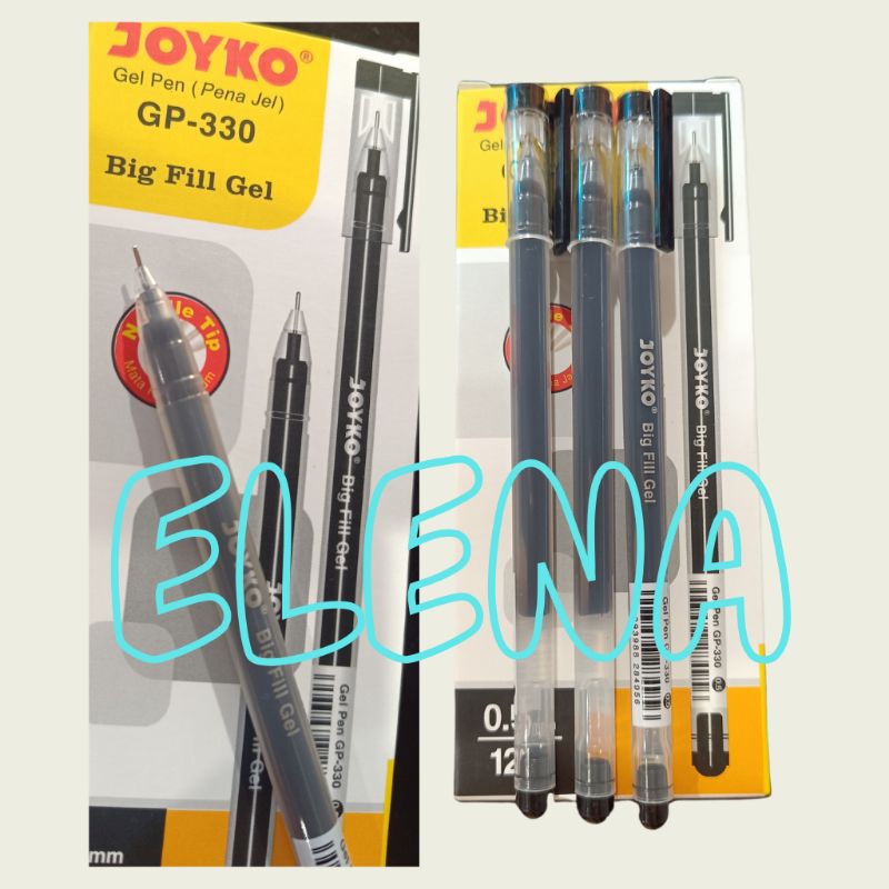 Jual pen joyko gel GP 330/ gel pen joyko 0,5mm/pulpen joyko hitam/tinta ...