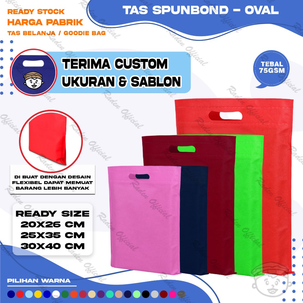 Jual Goodie Bag Tas Belanja Spunbond Goody Bag Spoundbond Oval 25x35 Polos | Shopee Indonesia