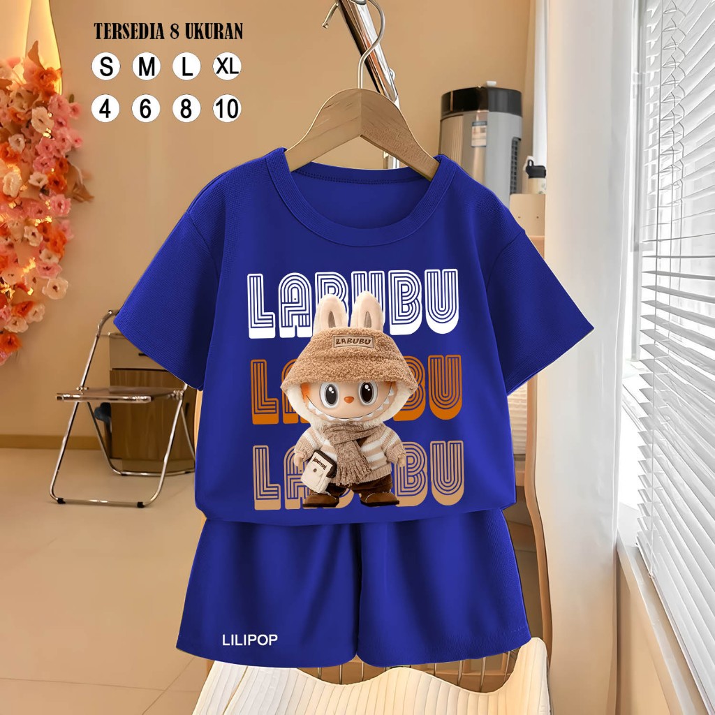 Jual Baju Anak Stelan Usia 1-10 Tahun Labubu Monster Katun Kombet 24s Kaos 3/4 Cowok Cewek ...