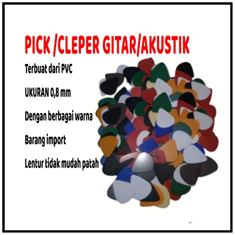 Jual PICK GITAR CLEPER PIK BASS UKULELE BERBAGAI WARNA | Shopee Indonesia