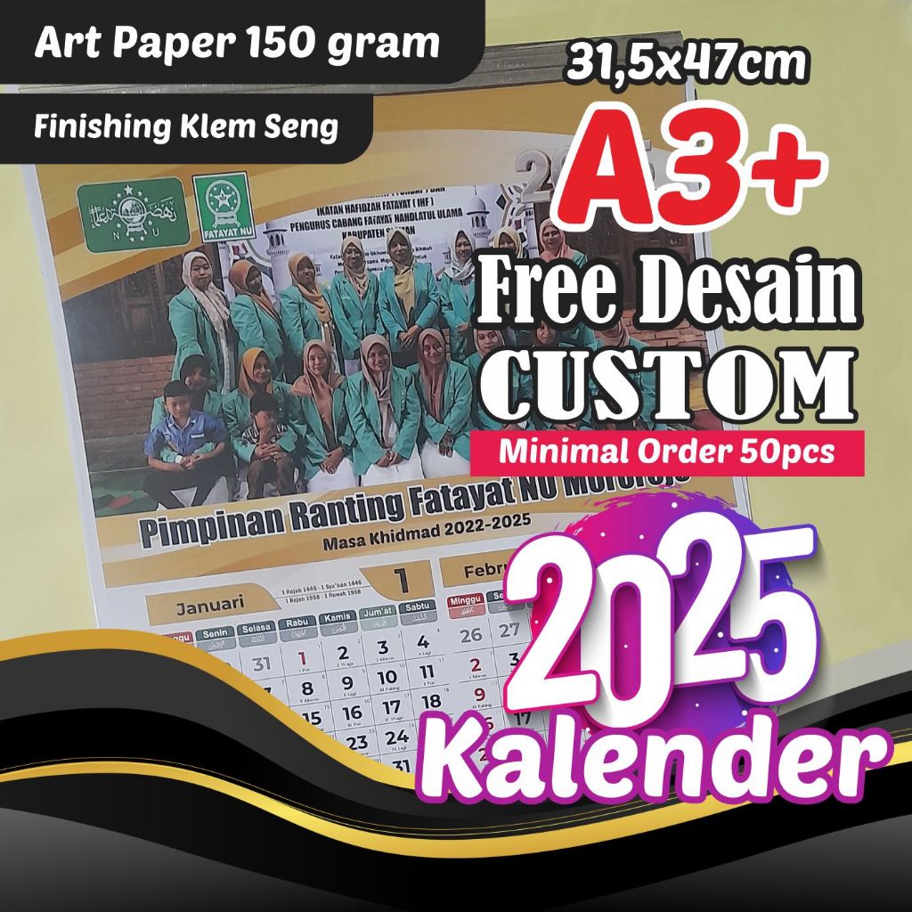Jual Cetak KALENDER 2025 CUSTOM Desain Full Colour Art Paper 150 Gr ...