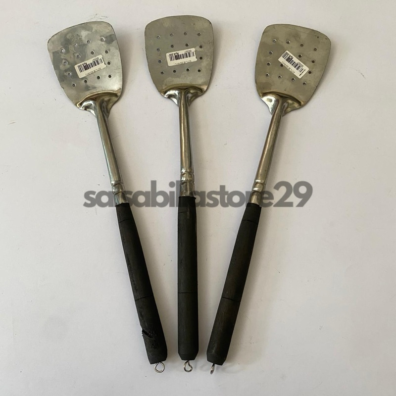 Jual sotil stainless gagang kayu murah / spatula stainless gagang kayu ...