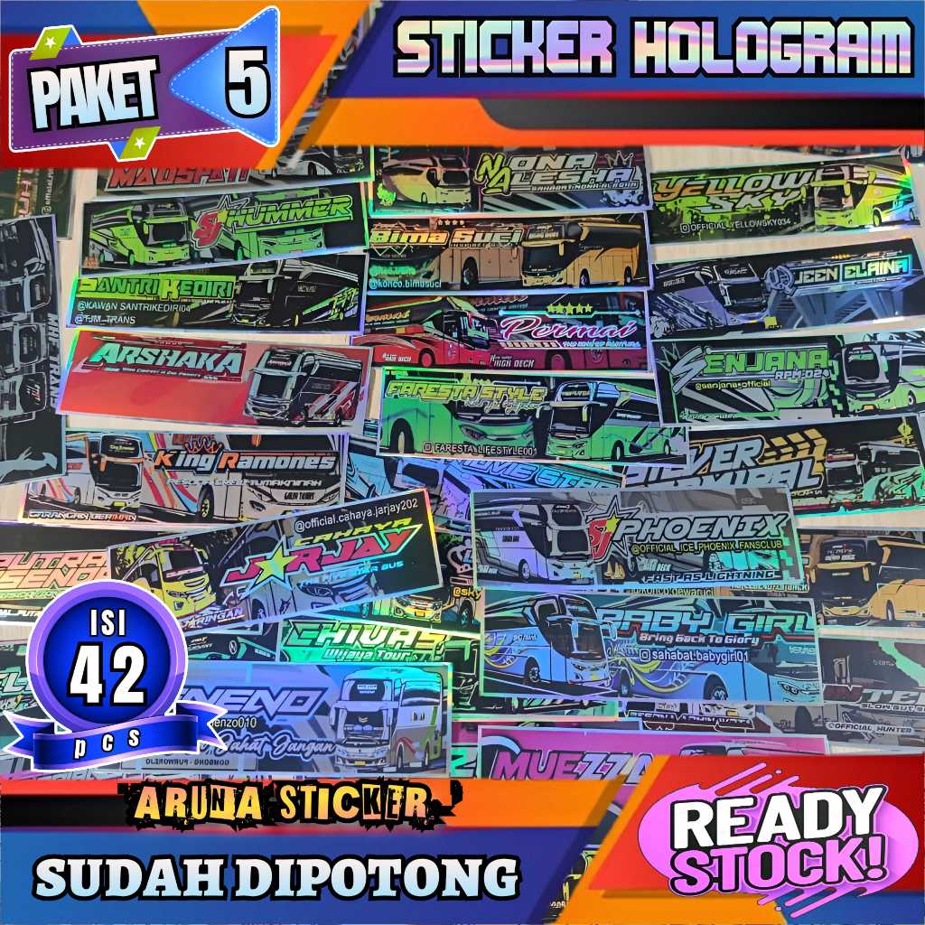 Jual Stiker Bus Panjang Hologram Isi 42 Pcs | Shopee Indonesia