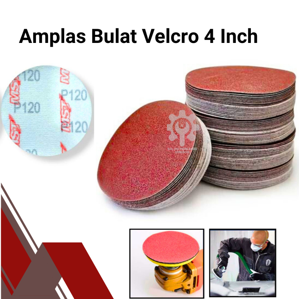 Jual Amplas Bulat Velcro 4 inch Grit 40 60 80 100 120 150 240 320 400 ...