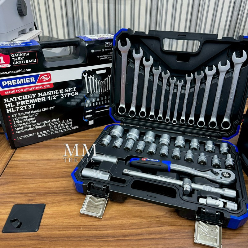 Jual HL Tool Kit Set Kunci Ratchet Handle Set HL Premier 1/2" 37PCS HL72T37 Kunci Ring Pas Set H ...