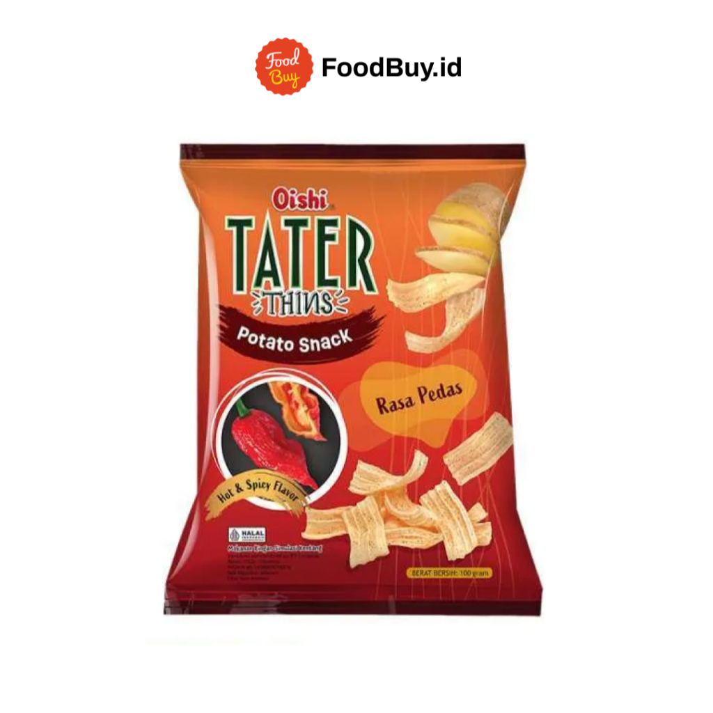Jual Oishi Tater Thins Potato Snack Rasa Pedas Flavor 100gr | Shopee ...