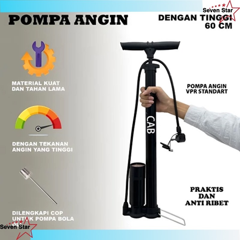 Jual Pompa Angin Sepeda Motor Mobil Tabung Meter Black/High Pressure ...