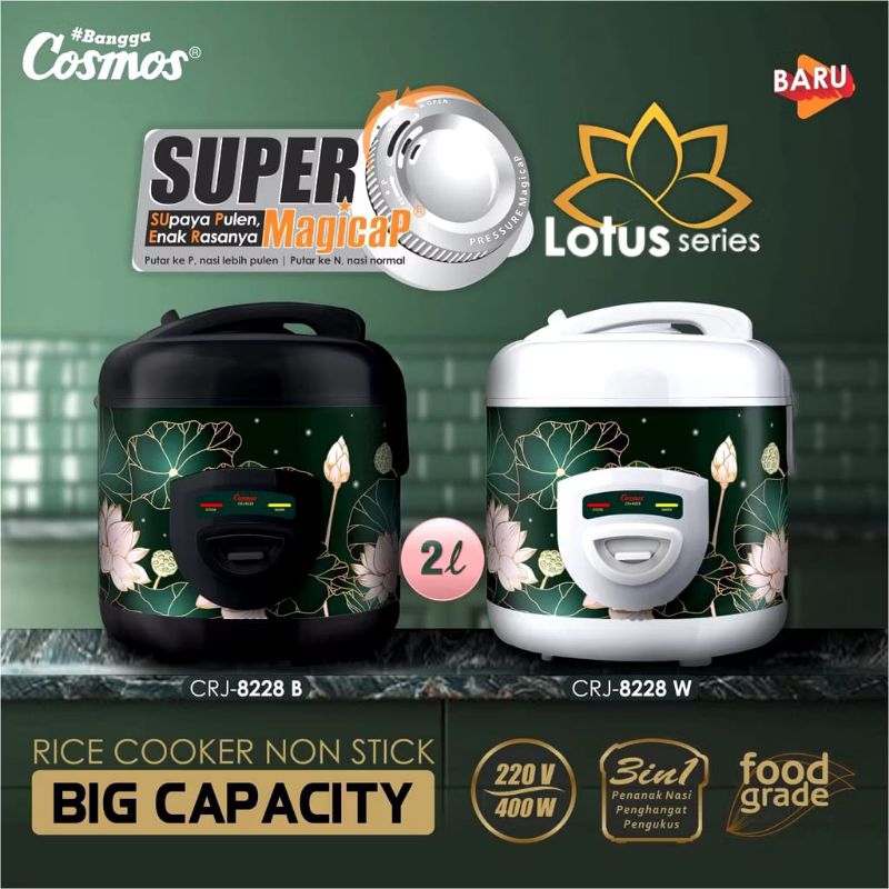 Jual Rice Cooker / Magic Com COSMOS 2 Liter CRJ-8228 W/B | Shopee Indonesia