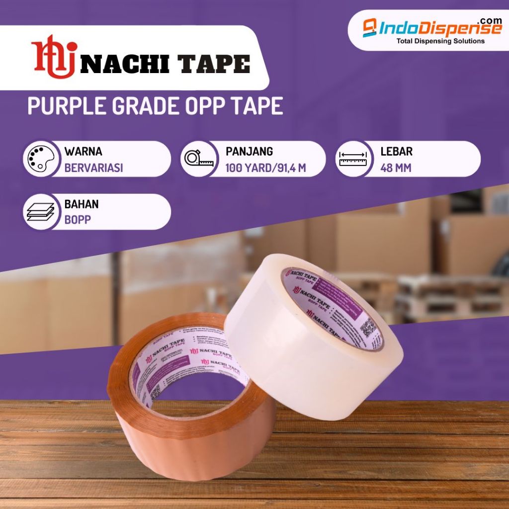 Jual LAKBAN NACHI TAPE UNGU 48MM 100 YARD 2 INCH BENING OPP TAPE - BENING | Shopee Indonesia