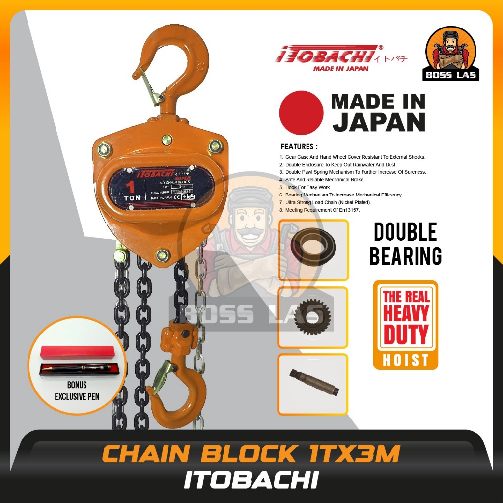 Jual ITOBACHI Chainblock Katrol 1T x 3M / Chain Block Takel 1 Ton x 3 ...