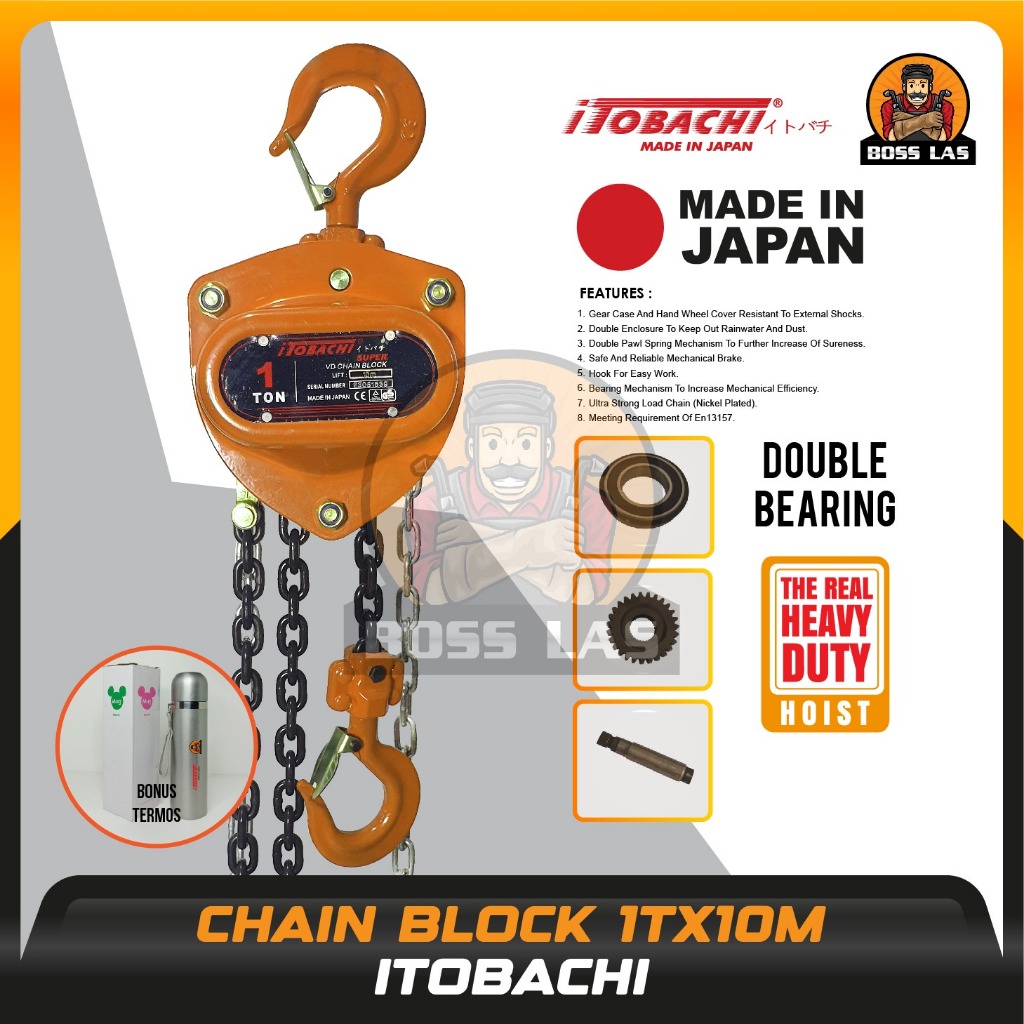 Jual ITOBACHI Chainblock Katrol 1T x 10M / Chain Block Takel 1 Ton x 10 ...