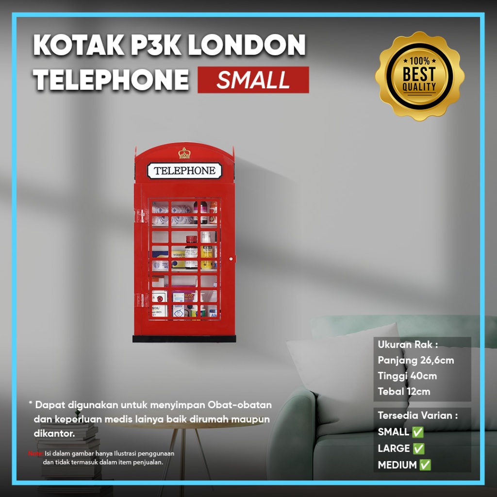 Jual Kotak Obat P3K Akrilik London Telephone Small | Shopee Indonesia