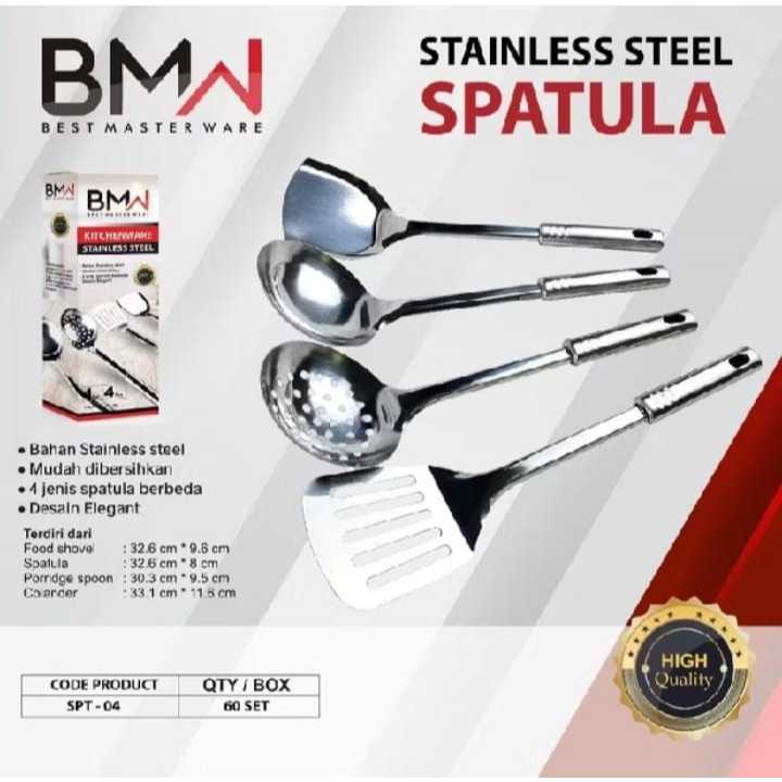 Jual SPATULA SET 4PCS BMW/ Kitchen Ware Set 4 In 1 Stainless - Spatula ...