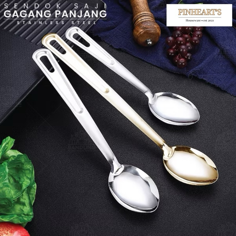 Jual SENDOK SAJI ELEGANT GAGANG PANJANG GOLD SILVER NON LUBANG ...
