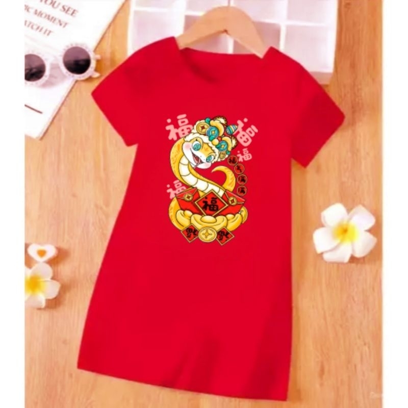 Jual Dres Anak perempuan Imlek sio ular tahun 2025/Dress Daster Chinese ...