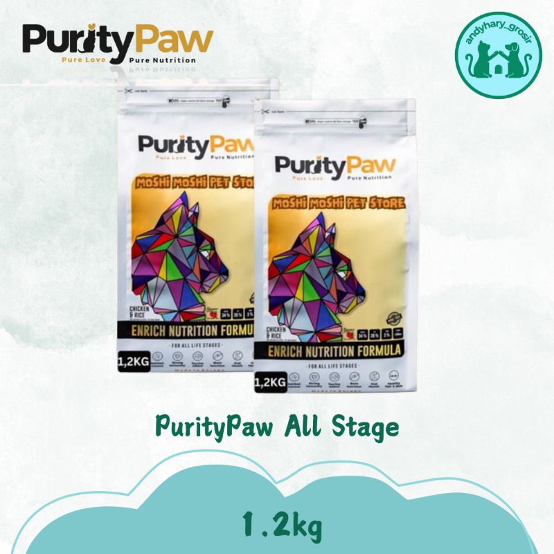 Jual Purity Paw Chicken & Rice 1.2 Kg Dry Cat Food For All Life Stages ...