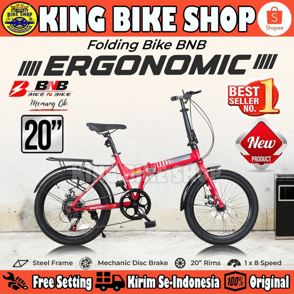 Jual Sepeda Lipat BNB ERGONOMIC Ukuran 20 Inch 8 Speed Rem Cakram ...