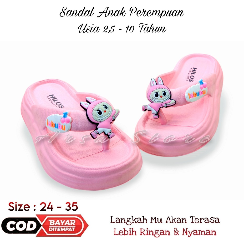 Jual Sendal Anak Perempuan Umur 2 - 10 tahun Karakter LABUBU / Sandal ...