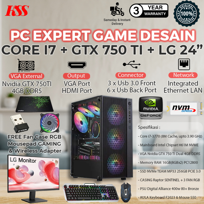 Jual PC Rakitan Gaming Core i7 with VGA 4GB dan Monitor 24 Inch Siap ...