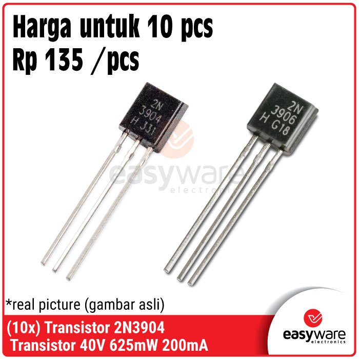 Jual 10pcs Transistor 2N3904 2N3906 TO-92 Bipolar Transistor BJT 2N ...