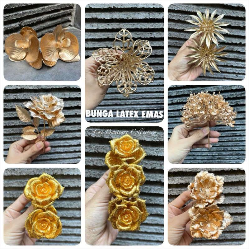 Jual Bunga Hairdo Latex Emas/ Bunga Emas Gliter/ Cucuk/ Semanggi Hairdo ...
