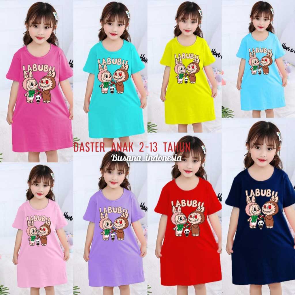 Jual Daster anak perempuan usia 2-13 tahun motif Labubu//Dress anak ...