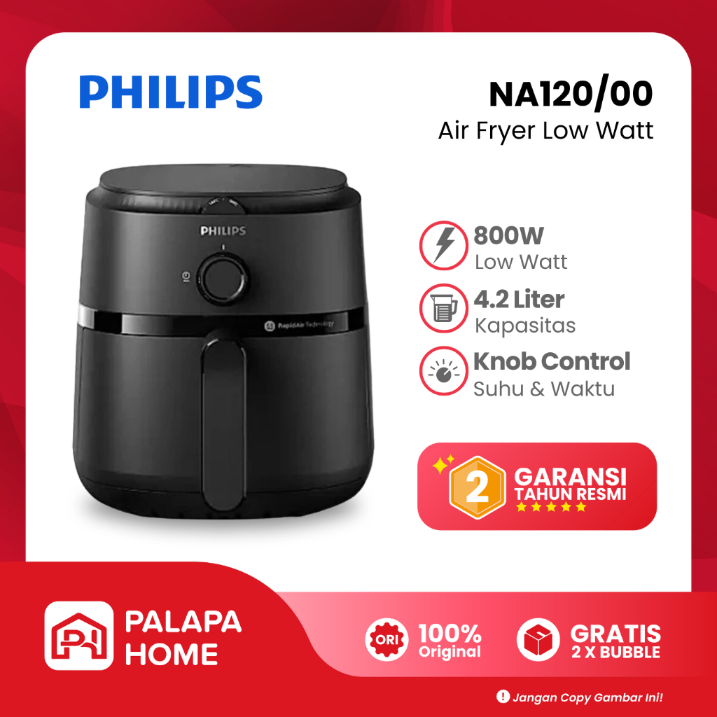 Jual Philips Air Fryer NA120/00 Low Watt 800W Kapasitas 4,2 Liter | Frayer Penggorengan Tanpa ...